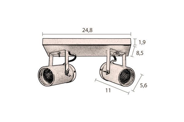Double spot lumineux Scope finition noire Dutch Bone - 25cm