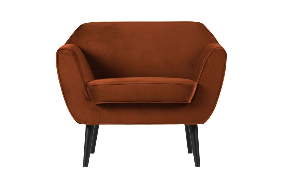 Fauteuil en velour terracotta Rocco Woood - 92cm | Maison en Vogue