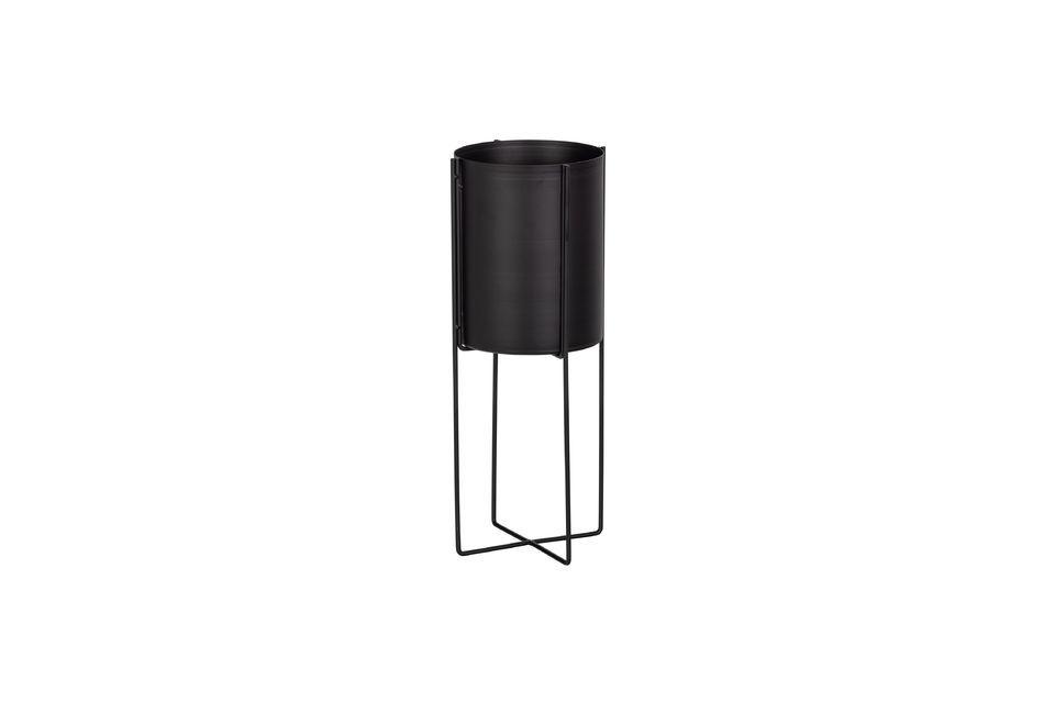 Grand pot pour plantes en métal noir Arda Woood - 48cm